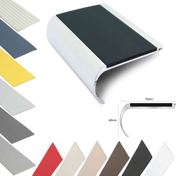 Buy High Quality Commercial Stair Nosing 70mm x 40mm With PVC Insert ...
