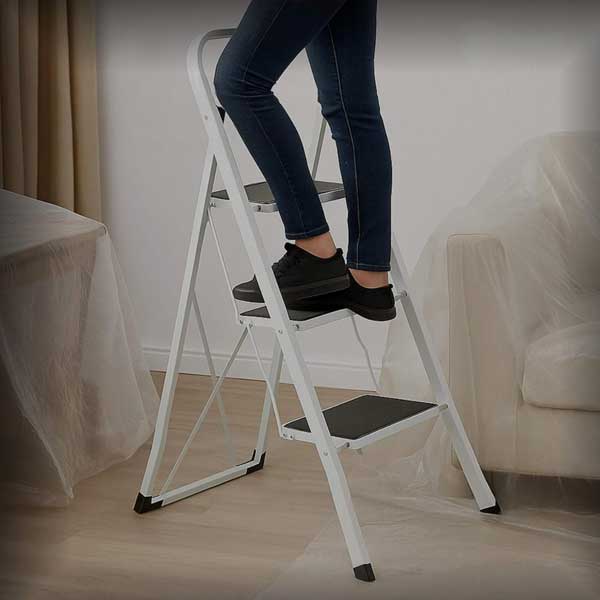 Foldable 3 Step Steel Ladder – Non Slip Safety Stepladder